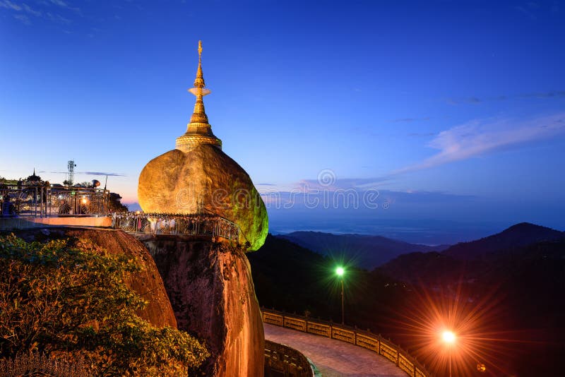 Golden Rock of Myanmar stock photo. Image of evening - 62142676