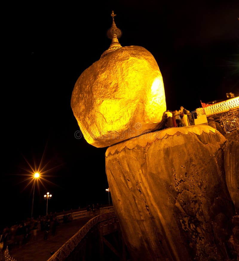 Golden Rock at night stock image. Image of myanmar, cliff - 54172983