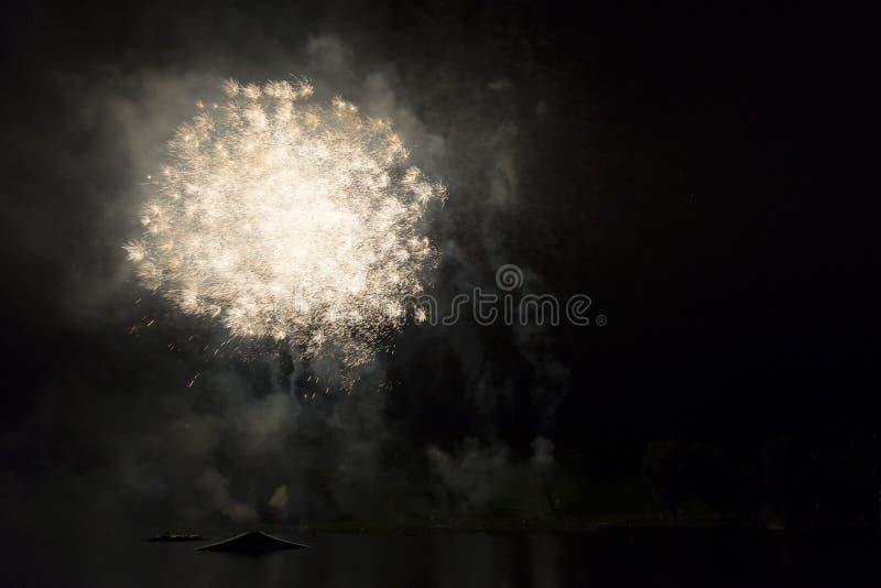 Golden rocket stock image. Image of launching, pyrotechnics - 76211593