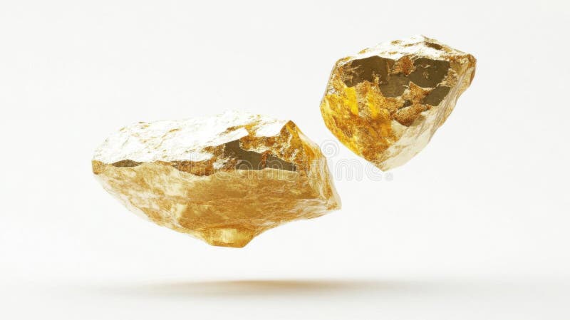 Golden Rocks, a Stunning Visual of Two Irregular Gold Nuggets Stock ...