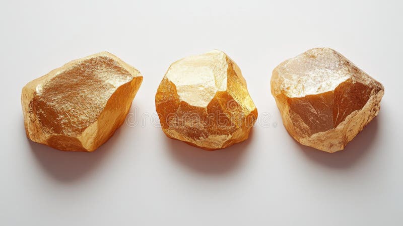 Golden Rocks on White Background Generative AI Stock Illustration ...