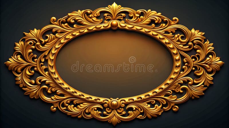 Golden Rococo Oval Frame 3D Render Stock Illustration - Illustration of ...