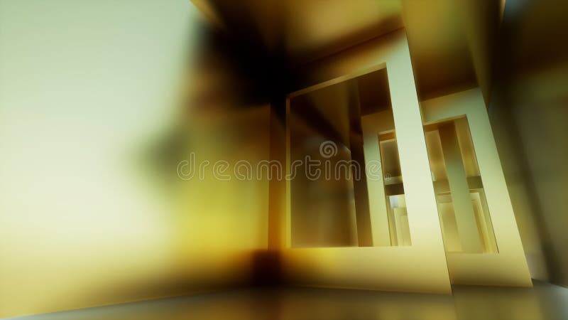 Golden Room, Gold Rectangle Abstract Background , 3d Rendering Stock ...
