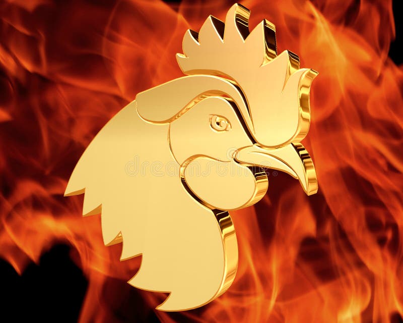 Golden Rooster on a White Background Stock Illustration - Illustration ...