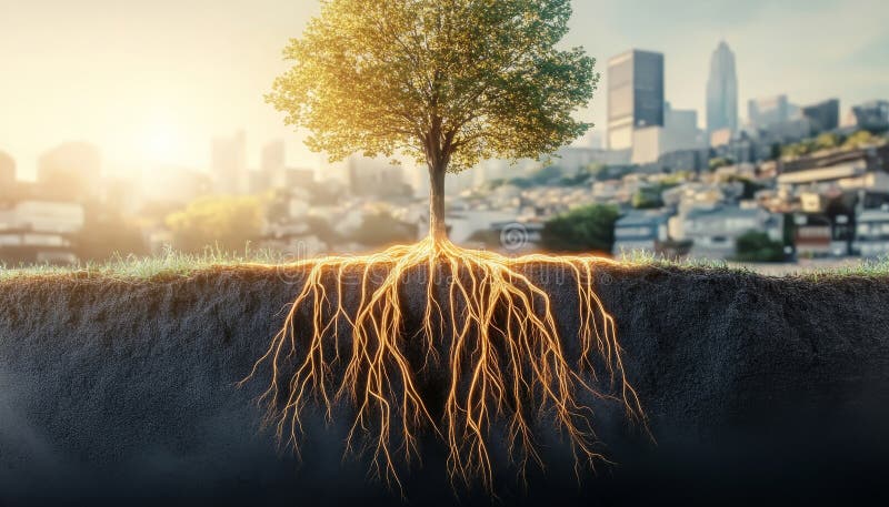 Golden Roots Network Representing Growth, Connection, and ...