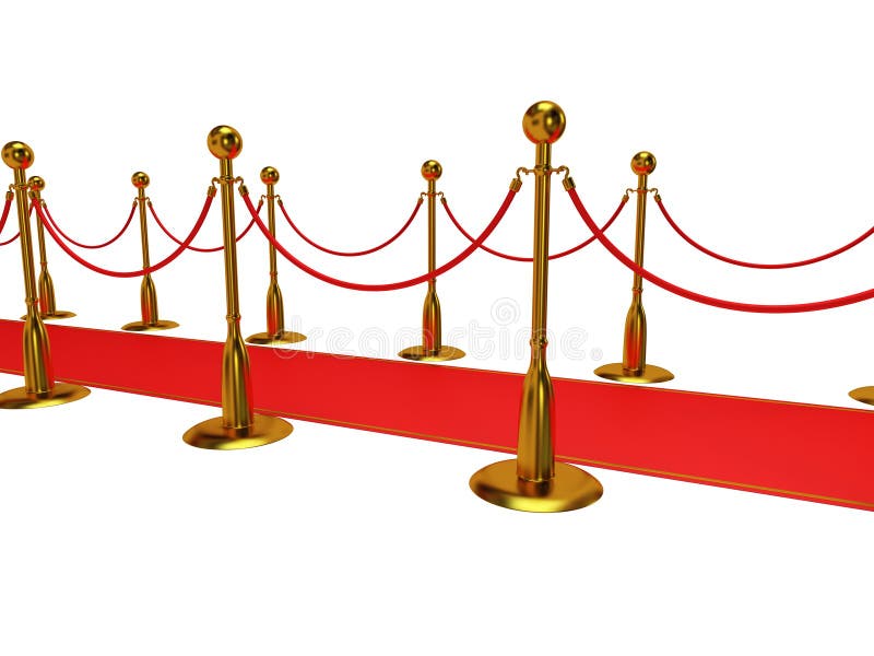 Golden Rope Barrier with Red Event Carpet Stock Illustration ...