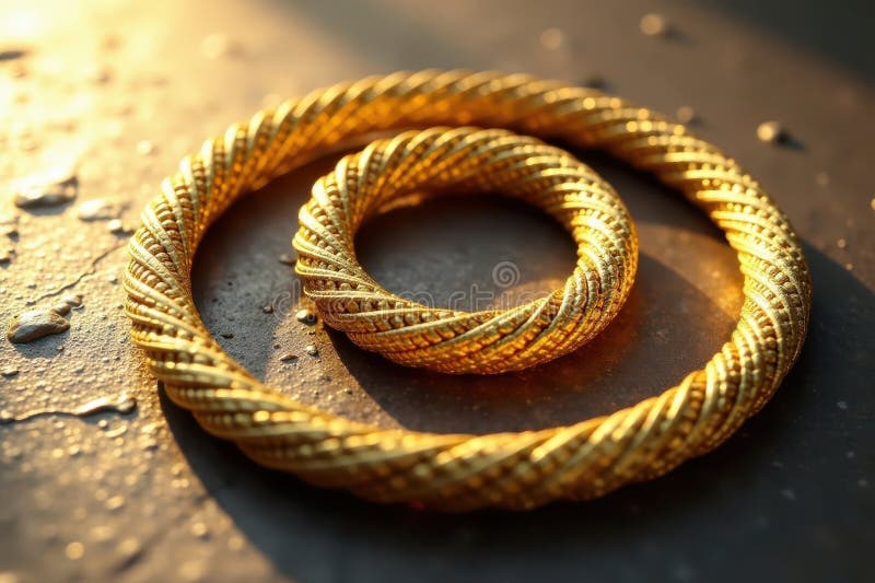 Golden Rope Spiral, Textured Surface, Sunlight Reflection, Knot, Rope ...