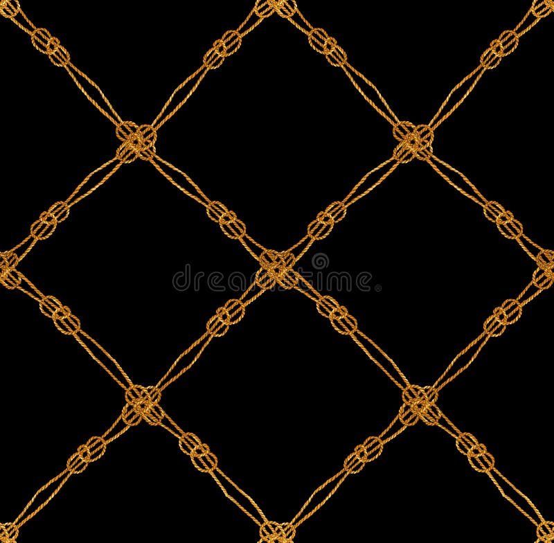 Golden Ropes on Black Background, Seamless Pattern for Textile. Stock ...