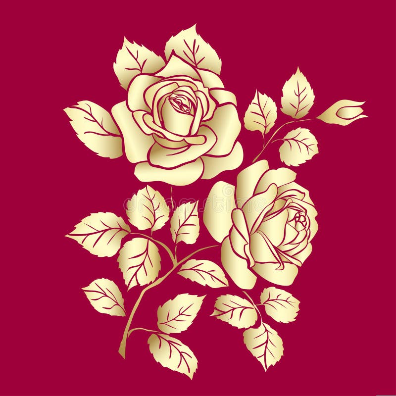 Golden Rose sketch stock vector. Illustration of closeup - 109234333