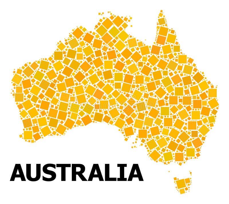 3d golden map of australia stock illustration. Illustration of sign ...