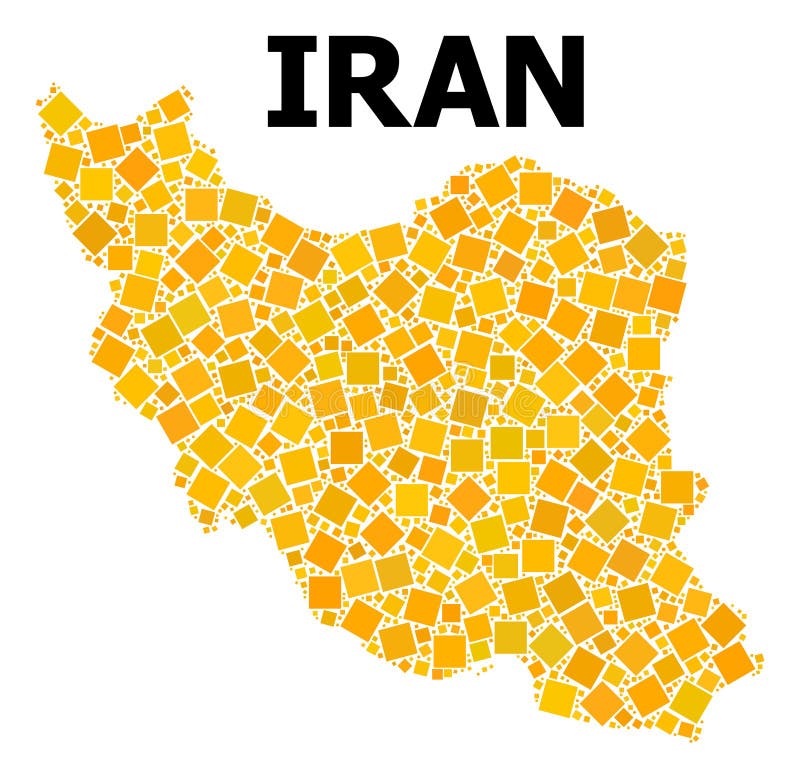 Golden Rotated Square Mosaic Map of Iran Stock Illustration ...