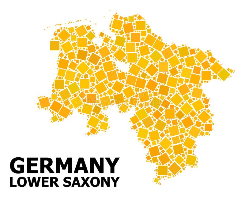 Golden Rotated Square Mosaic Map of Lower Saxony State Stock ...