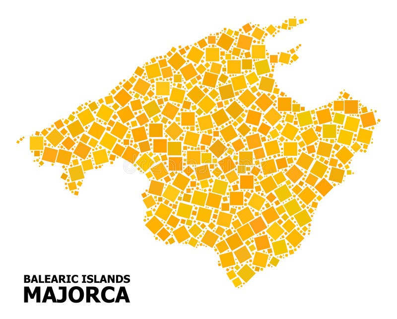 Golden Rotated Square Mosaic Map of Majorca Stock Illustration ...