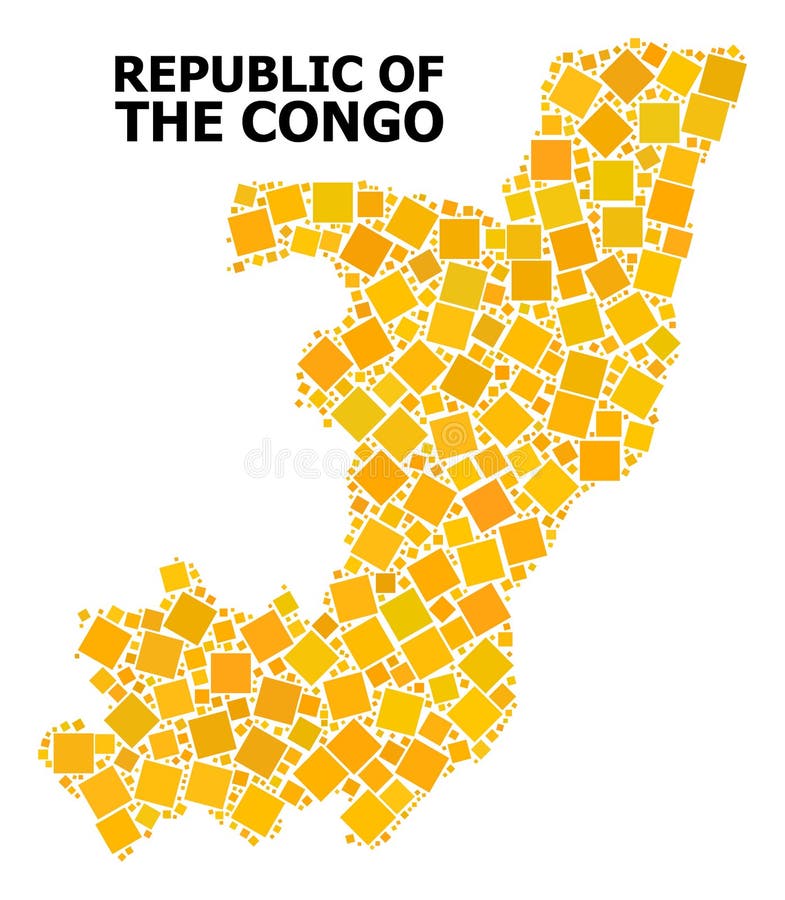 Golden Rotated Square Mosaic Map of Republic of the Congo Stock ...