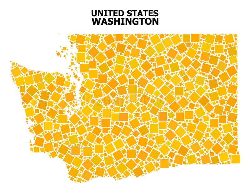 Golden Rotated Square Mosaic Map of Washington State Stock Illustration ...
