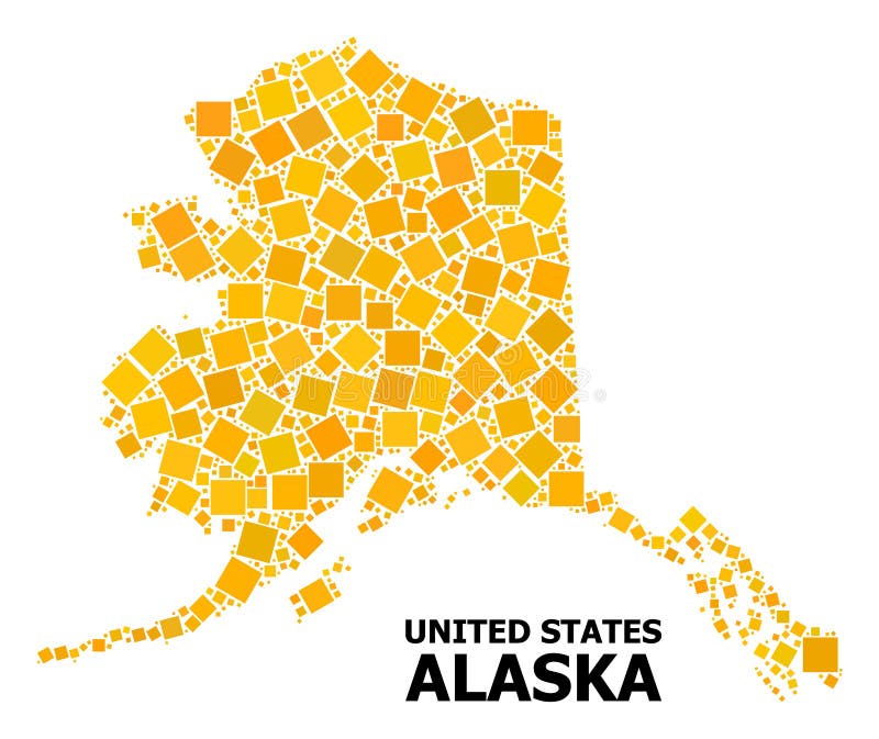 Golden Rotated Square Pattern Map of Alaska State Stock Illustration ...