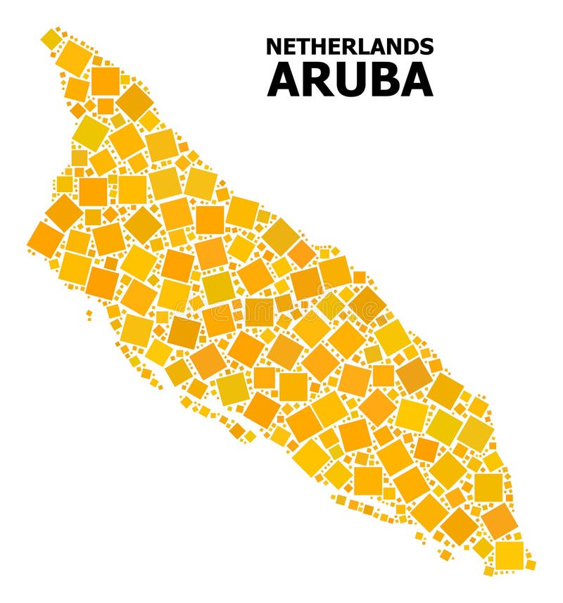 Golden Rotated Square Pattern Map of Aruba Island Stock Illustration ...