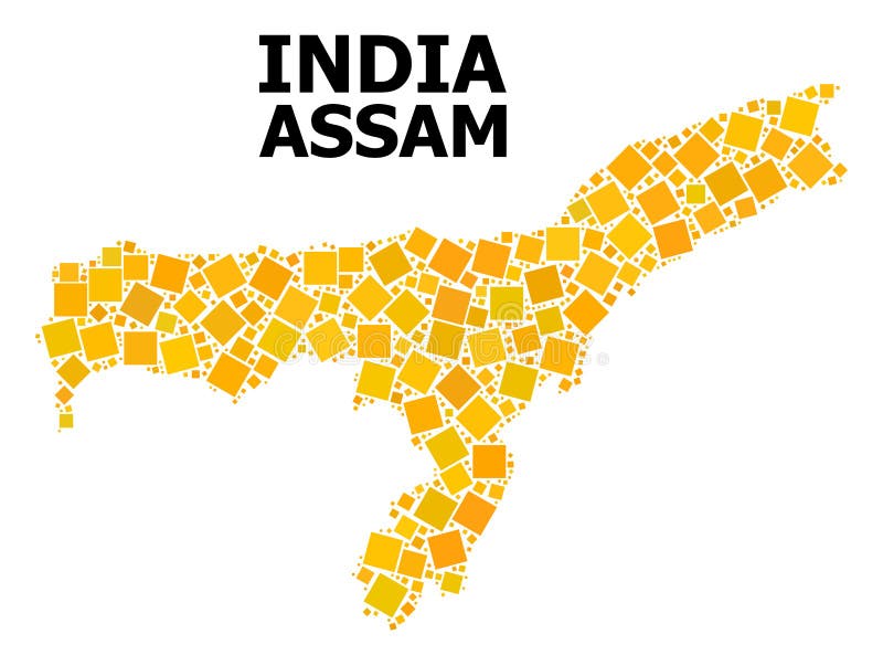Golden Rotated Square Pattern Map of Assam State Stock Illustration ...