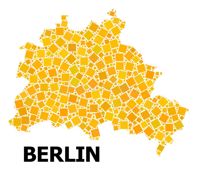 Golden Rotated Square Pattern Map of Berlin City Stock Illustration ...