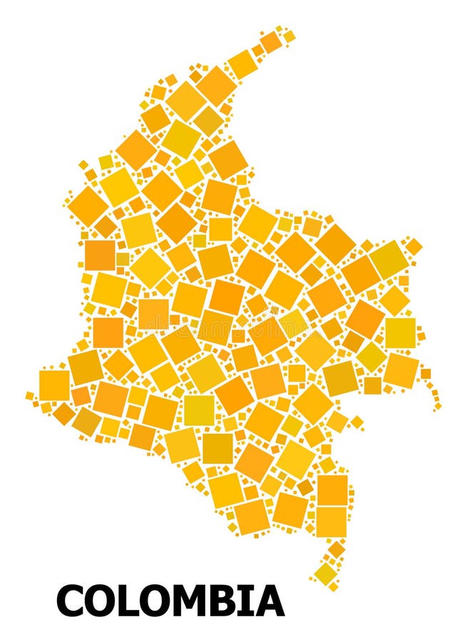 Golden Rotated Square Pattern Map of Colombia Stock Illustration ...