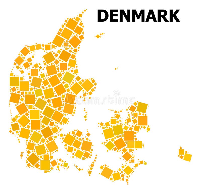 Golden Rotated Square Pattern Map of Denmark Stock Illustration ...