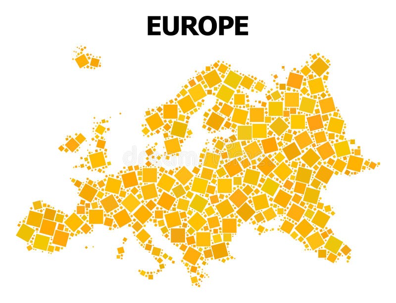 Golden Rotated Square Pattern Map of Europe Stock Illustration ...