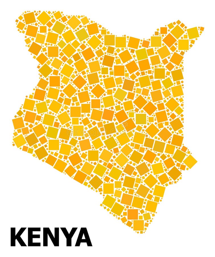 Golden Rotated Square Pattern Map of Kenya Stock Illustration ...