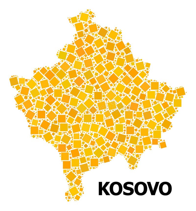 Golden Rotated Square Pattern Map of Kosovo Stock Illustration ...