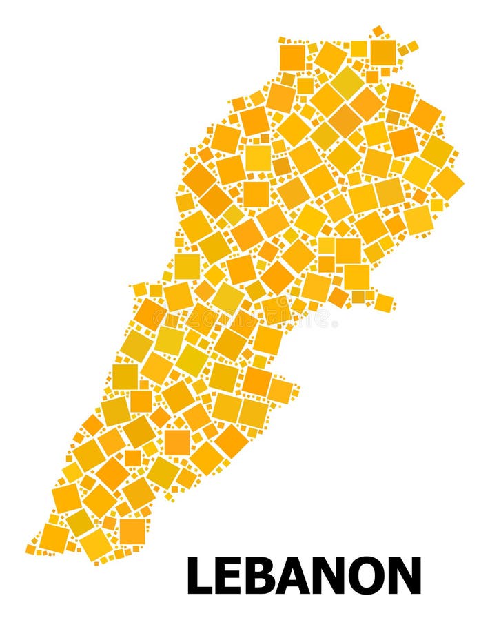 Golden Rotated Square Pattern Map of Lebanon Stock Illustration ...
