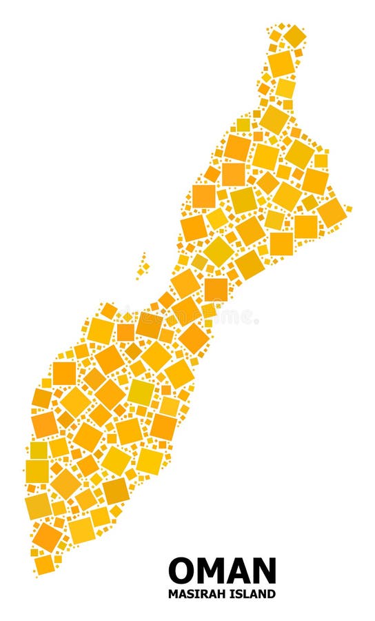 Golden Rotated Square Pattern Map of Masirah Island Stock Illustration ...