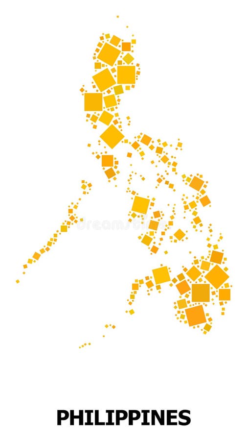 Golden Rotated Square Pattern Map of Philippines Stock Illustration ...