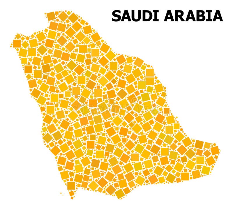 Golden Rotated Square Pattern Map of Saudi Arabia Stock Illustration ...