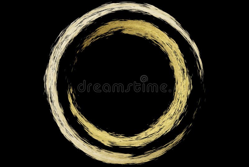 Golden Round Brush on Dark Background, Frame Design Element Stock Photo ...