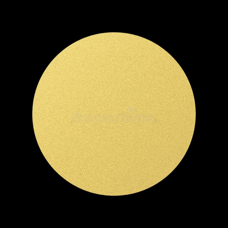 Golden Round Circle Label with Volume Structure on Black Background ...