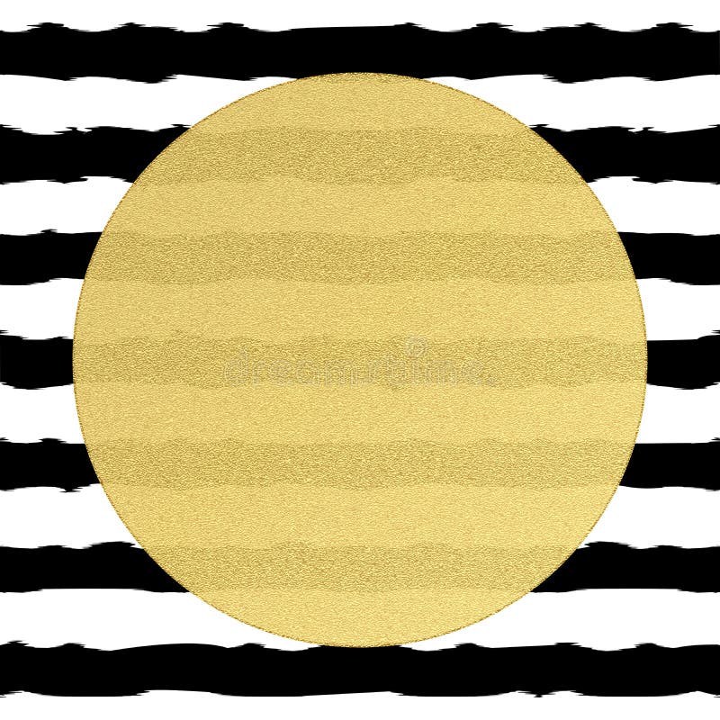 Golden Round Circle Label with Volume Structure on Black and White ...