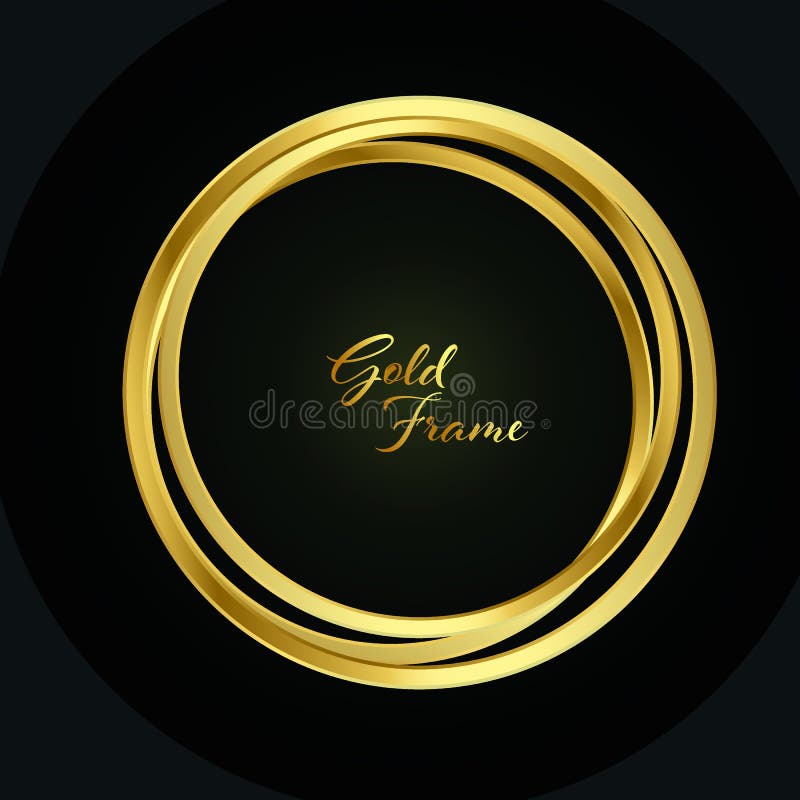 Golden Round Frame on a Black Background. Vector Illustration Stock ...