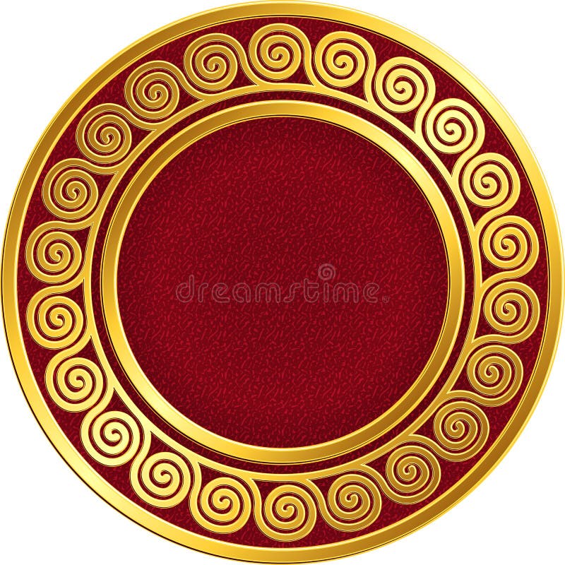 Golden Round Frame with Greek Meander Pattern Stock Vector ...