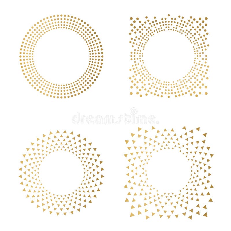 Golden Round Frames Set, Made of Dots and Triangles Stock Vector ...