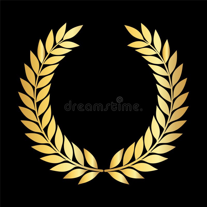 A Golden Round Laurel Wreath Stock Illustration - Illustration of ...