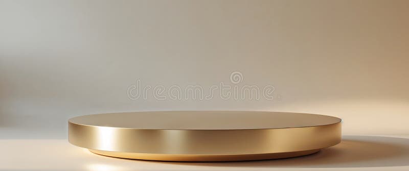 Golden Round Platform with Warm Background Lights Stock Image - Image ...