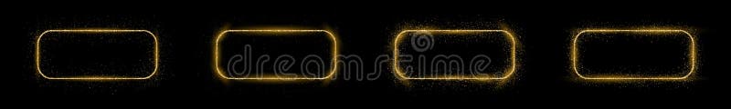 Golden Rounded Rectangle Frame with Glitter Stock Vector - Illustration ...