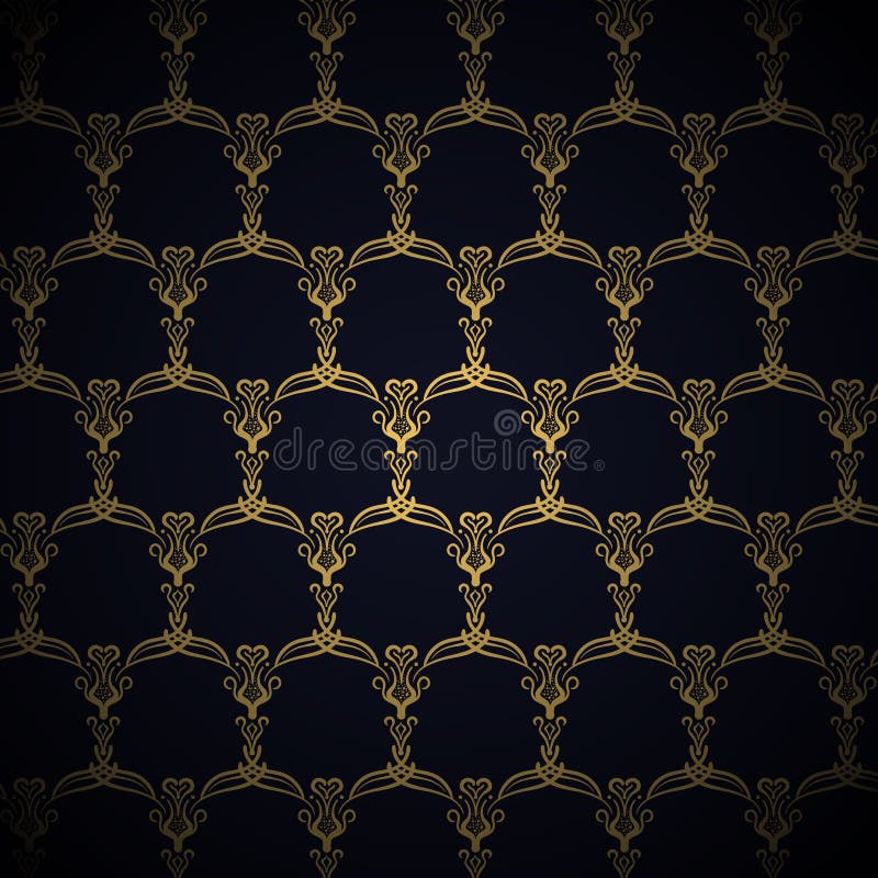 Golden Royal Pattern on Blue Background Stock Illustration ...