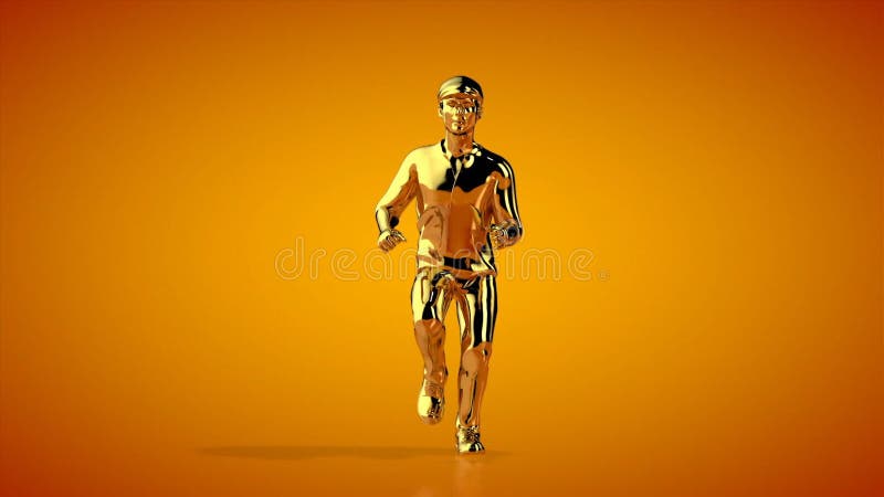 Golden Runner Seamless Loop Front View, Orange Studio Stock Video ...