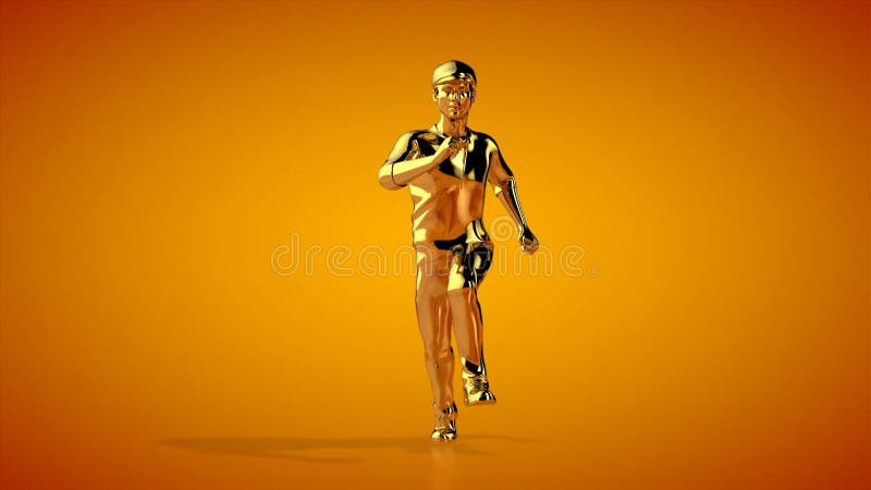Golden Runner Seamless Loop Front View, Orange Studio, Luma Matte Attached Stock Video - Video ...