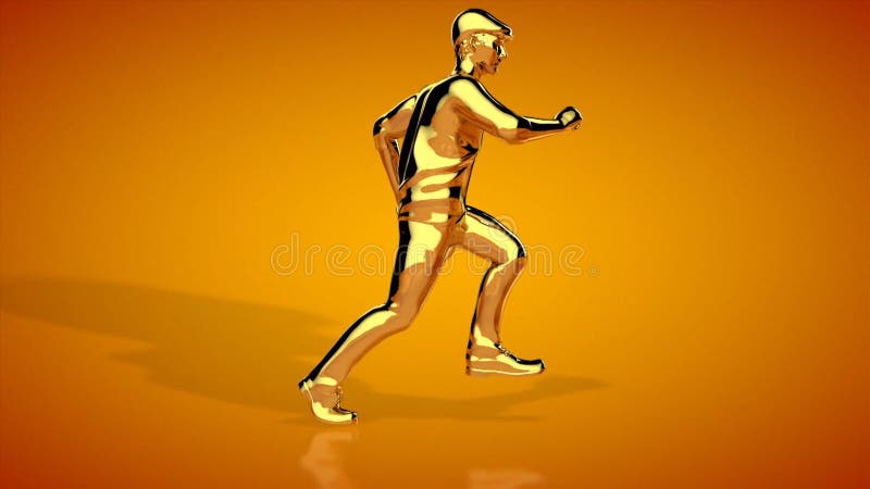 Golden Runner Seamless Loop Front View, Orange Studio Stock Video ...