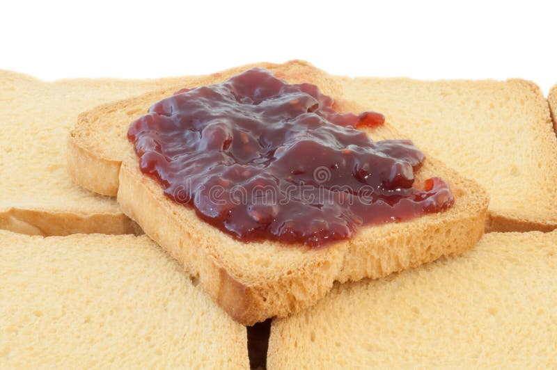Golden Rusk and Raspberry Jam Stock Image - Image of background, rusk ...