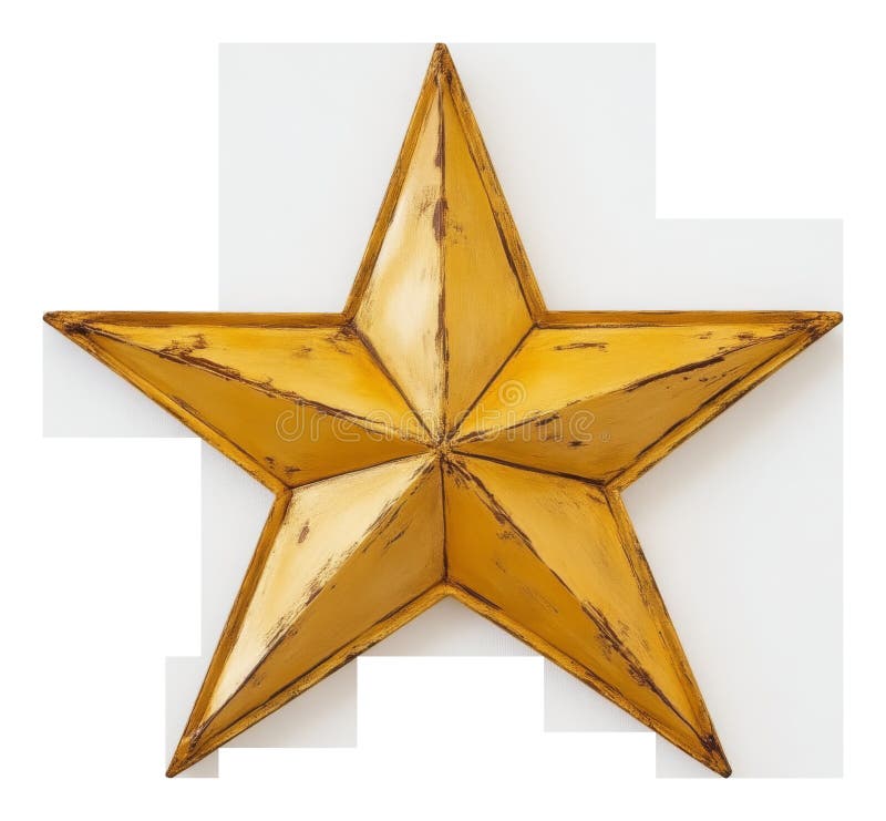 Golden Rustic Star with Distressed Edges on Transparent Background ...