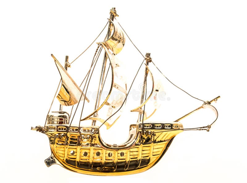 Golden sailing ship stock image. Image of golden, white - 88014955
