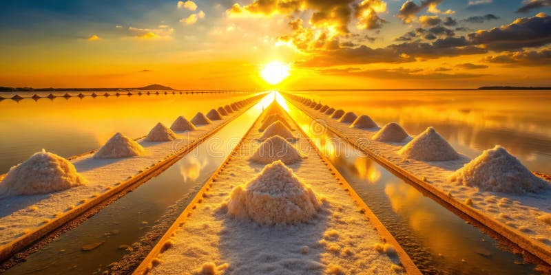 Golden Salt Path Under Warm Sunlight a Stunning Grain of Salt Pathway ...