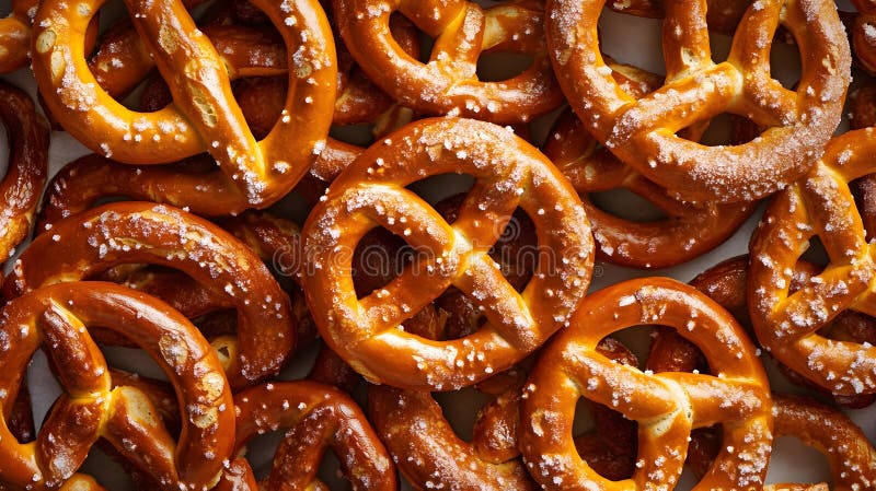 Golden Salted Pretzels with Crispy Texture Stock Image - Image of food ...